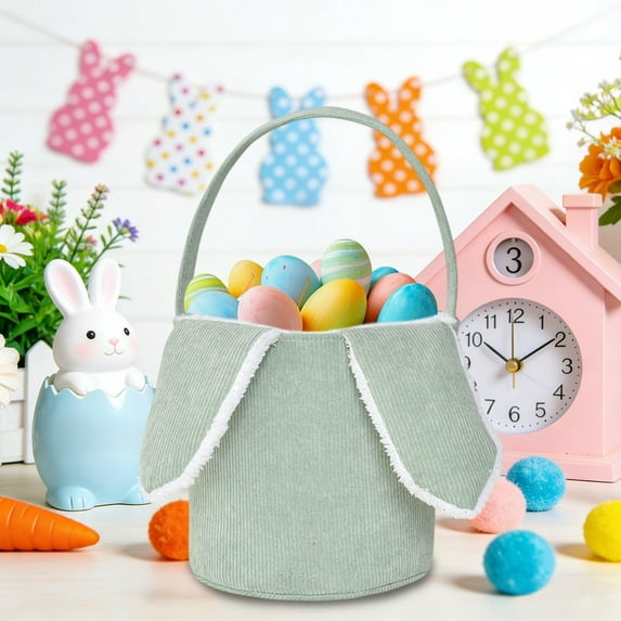 Easter Decorations,Easter Corduroy Rabbits Handheld Basket Cute Rabbist ...
