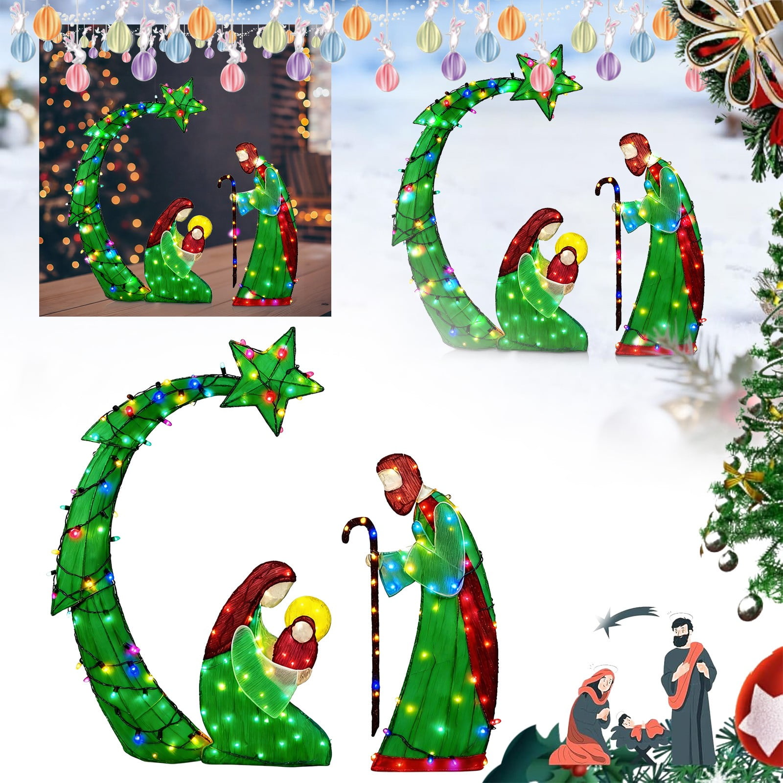 Easter Decorations Easter Scene Garden Holiday Illuminated Ornament ...