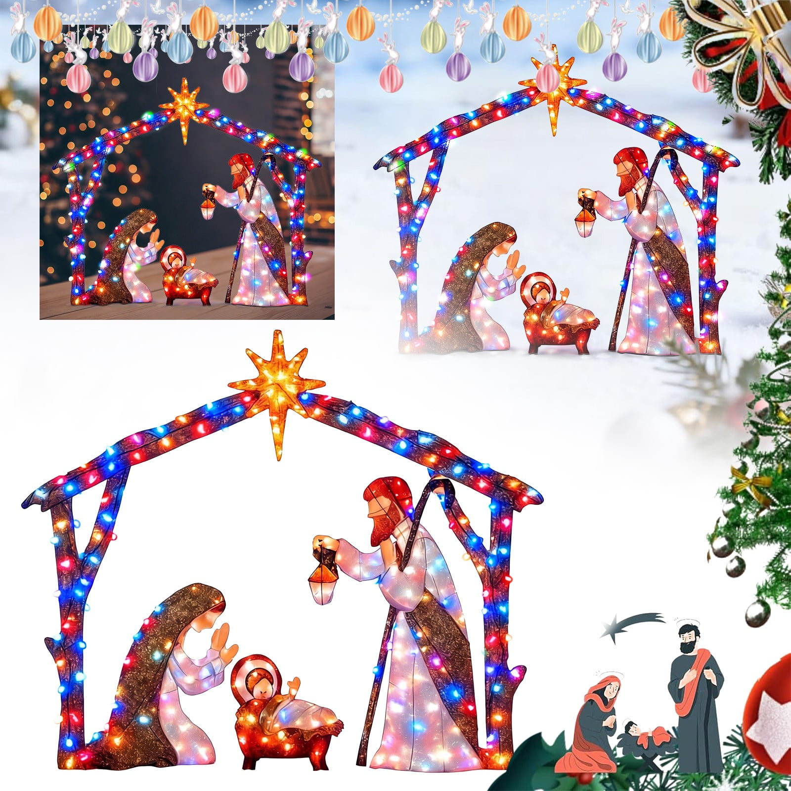 Easter Decorations Easter Scene Garden Holiday Illuminated Ornament ...