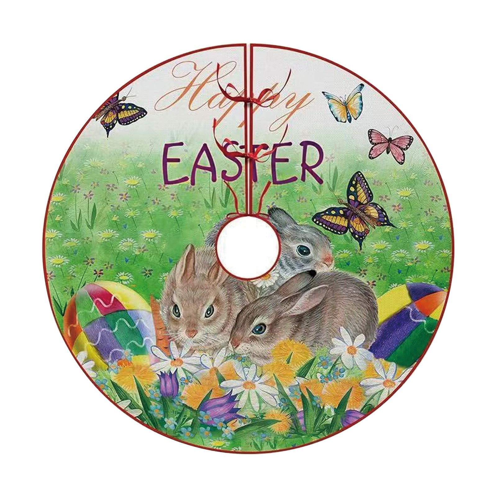 Easter Decorations Easter Tree Skirt Spring Easter Egg Bunny Christmas ...