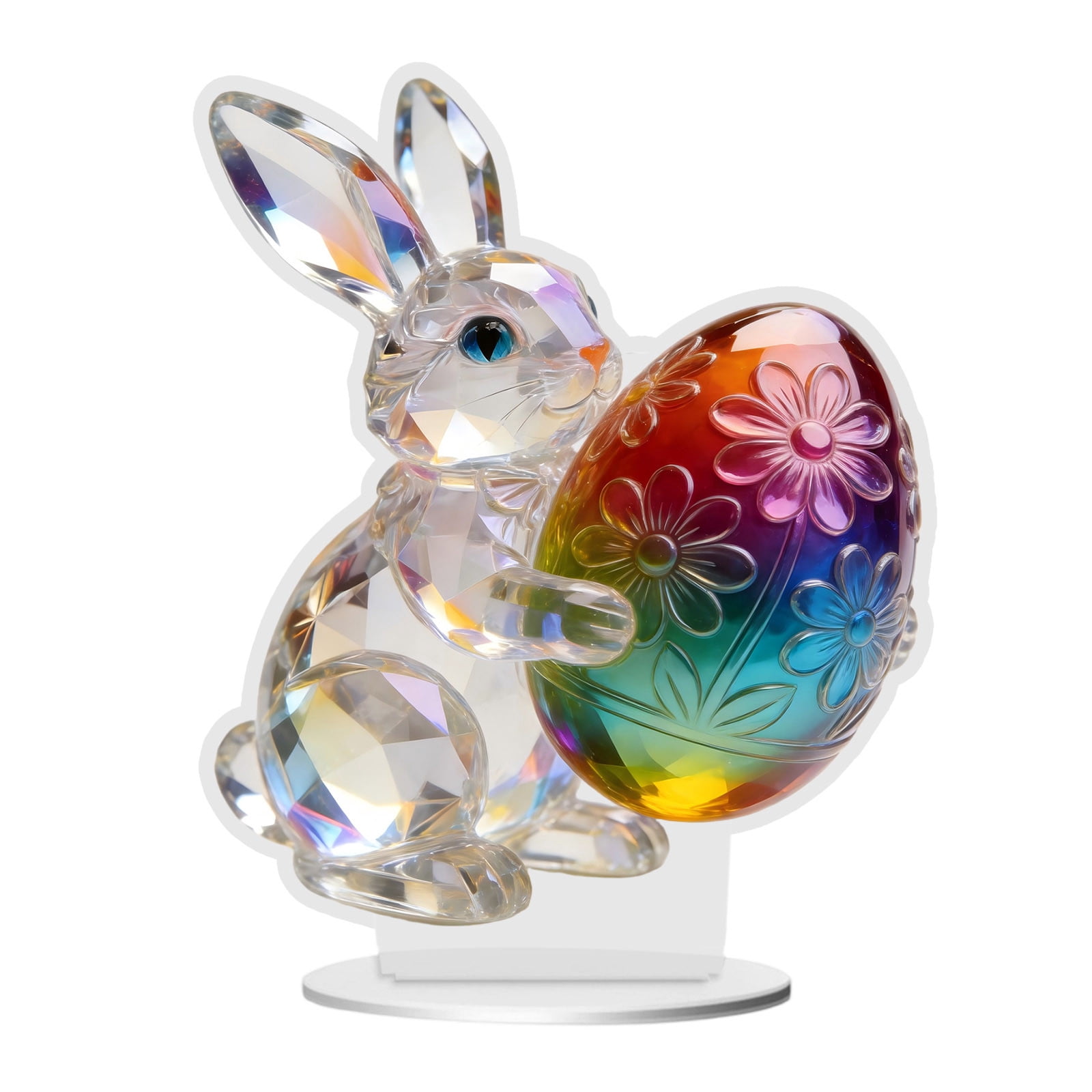 Easter Decorations Egg Colorful Bunny 2D Acrylic Desktop Ornament 6 ...