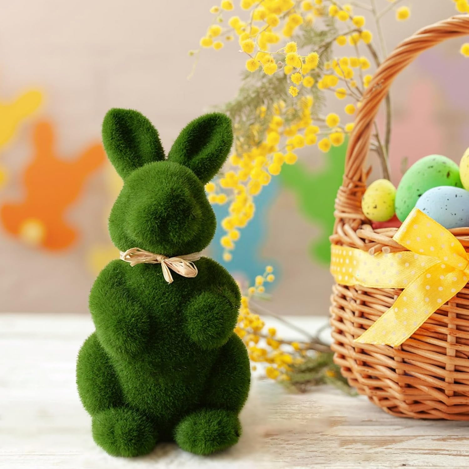 Easter Decorations - Flocked Bunny, Flocked Bunnies Figurines for ...
