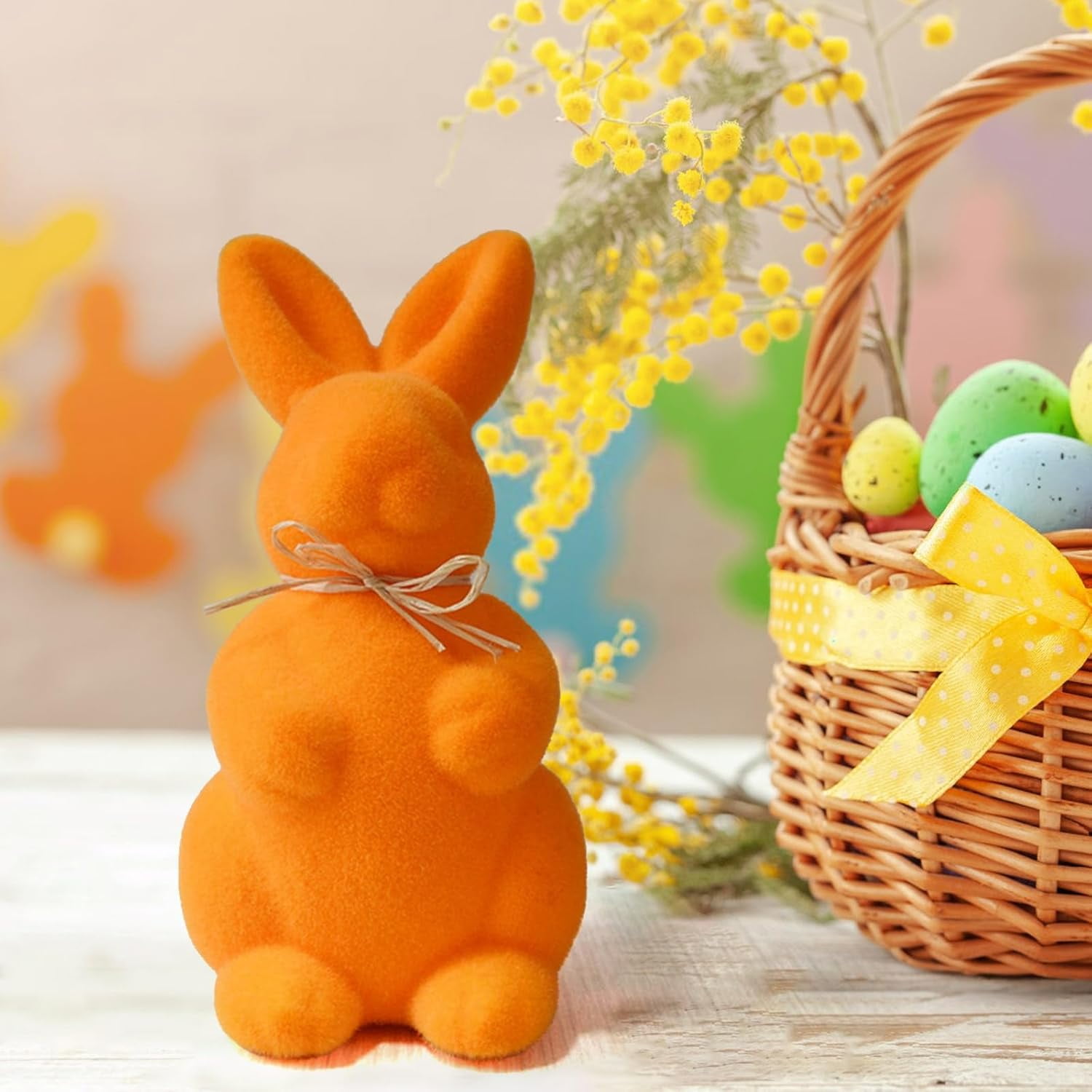 Easter Decorations - Flocked Bunny, Flocked Bunnies Figurines for ...