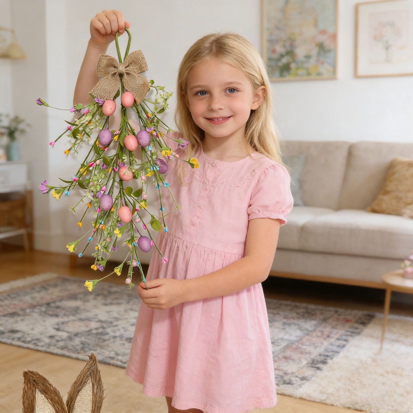 Easter Decorations Handmade 50cm Paper Flower Egg Door Hanger, Long ...