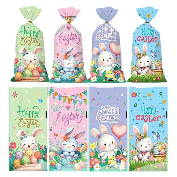 Easter Decorations Indoor Easter Candy Wrapping Bags Flat Pocket Bunny ...
