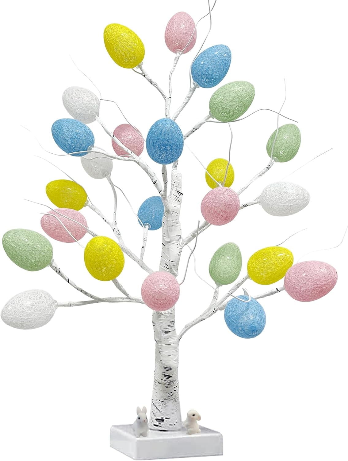 Easter Decorations, Lighted Easter Egg Tree Tabletop 21-inch Artificial ...