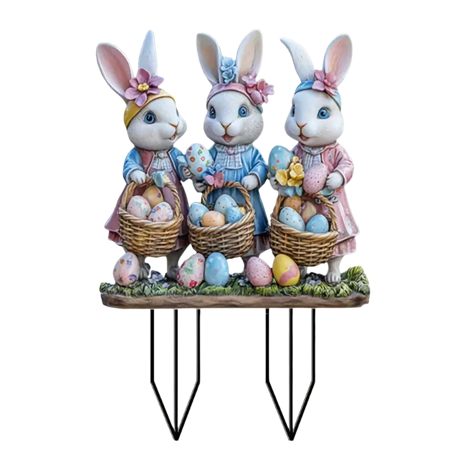 Easter Bunny Garden Stakes, Cute Bunny with Eggs Decorative Garden ...