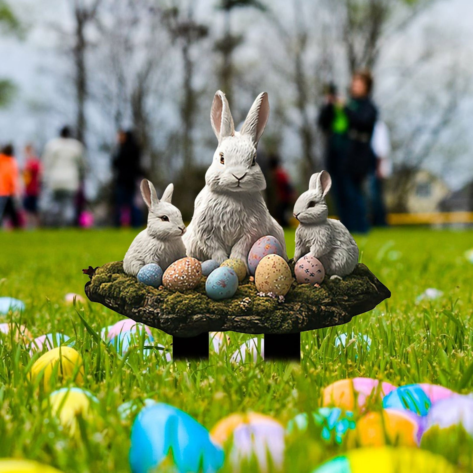 Easter Decorations Outdoor Bunny with Eggs, Waterproof Resin Garden ...