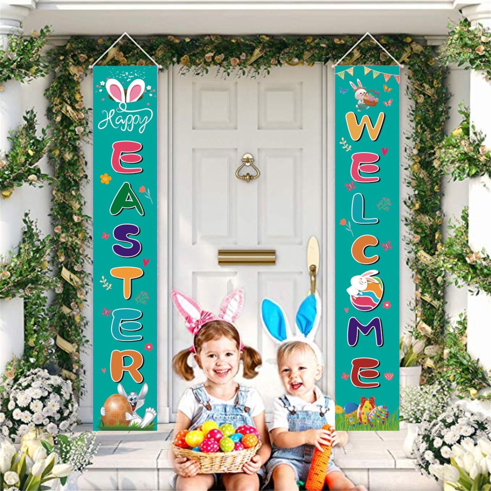 Easter Decorations Outdoor Happy Easter&He Is Risen Porch Sign Banner ...
