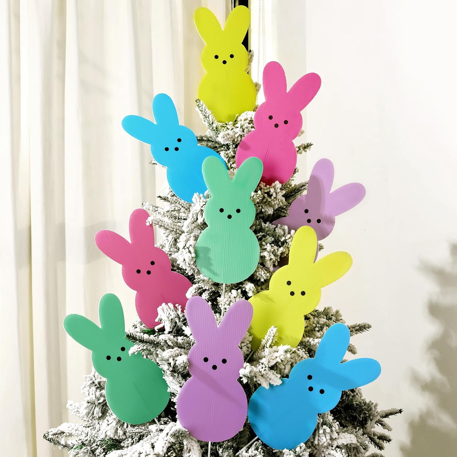 Easter Decorations Peeps Tree Ornaments: 10 pcs Extra Large Yellow Blue ...