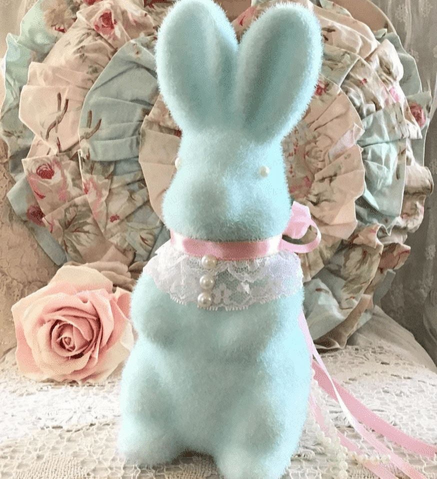 Easter Decorations - Pink Flocked Easter Bunny Decor - Spring Tables ...