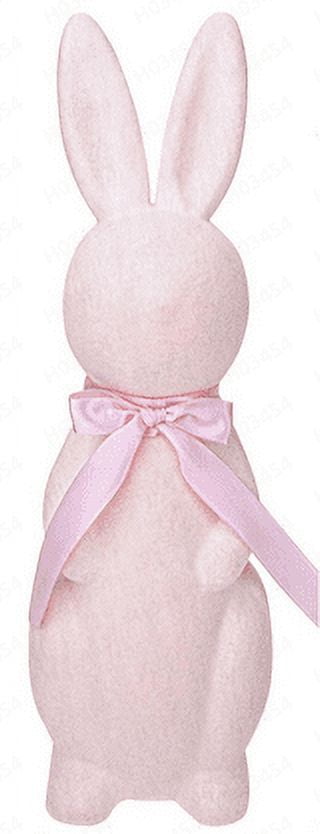 Easter Decorations - Pink Flocked Easter Bunny Decor - Spring Tables ...