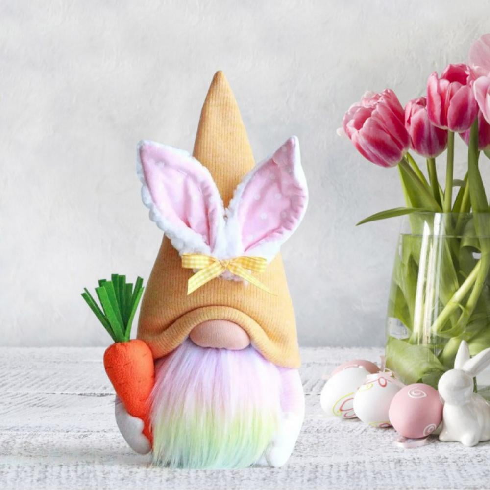 Easter Decorations, Plush Spring Easter Bunny with Egg Flowers Handmade ...