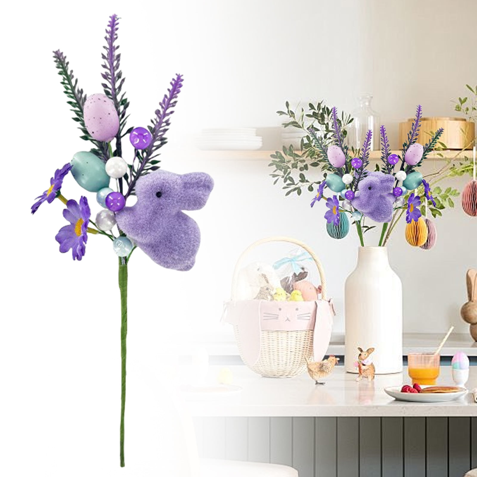 Easter Decorations: Purple Lavender Bunny,Easter Artificial Eggs Single ...