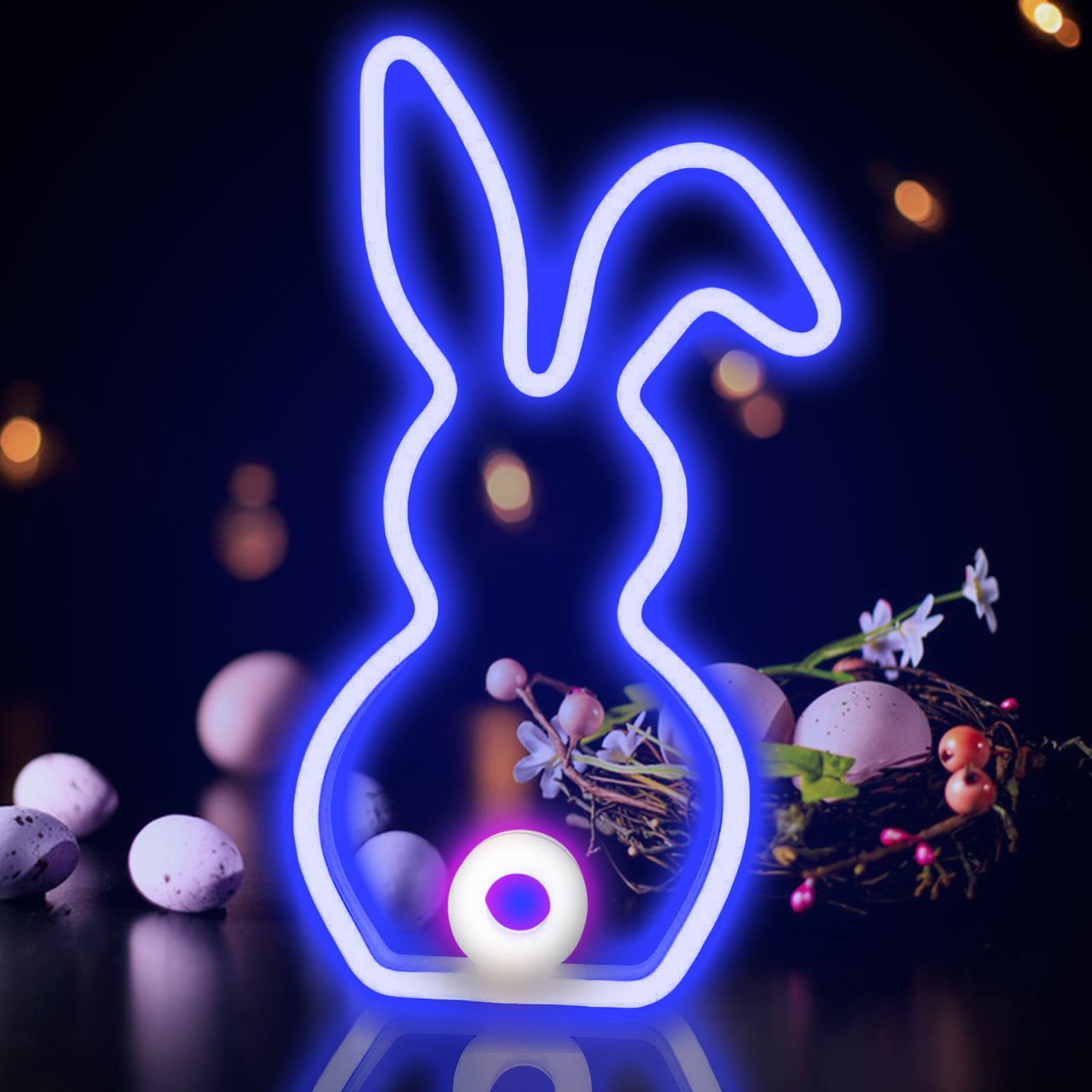 Easter Decorations Rabbit Lights Neon Signs Creative Bunny Neon Lights ...