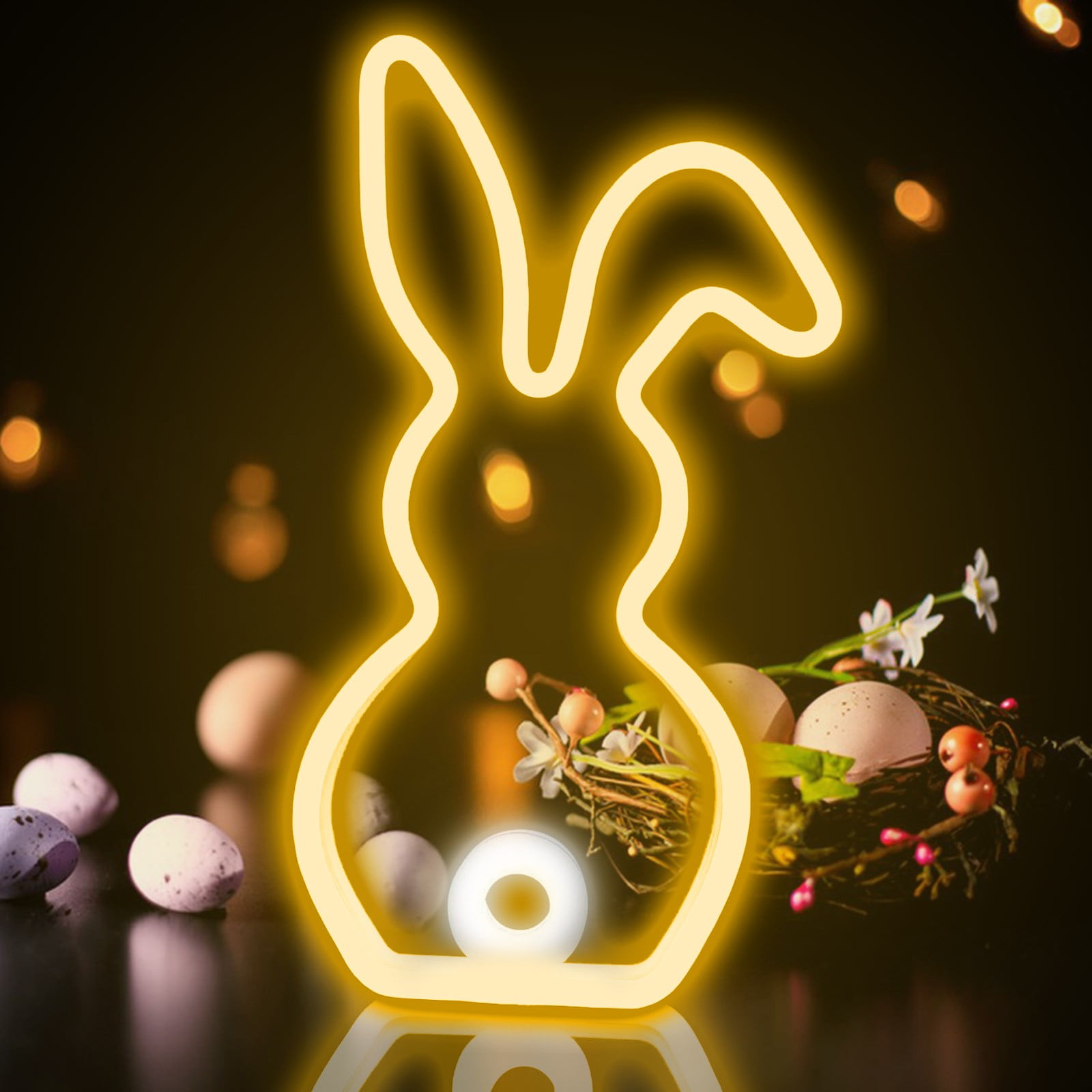 Easter Decorations Rabbit Lights Neon Signs Creative Bunny Neon Lights ...