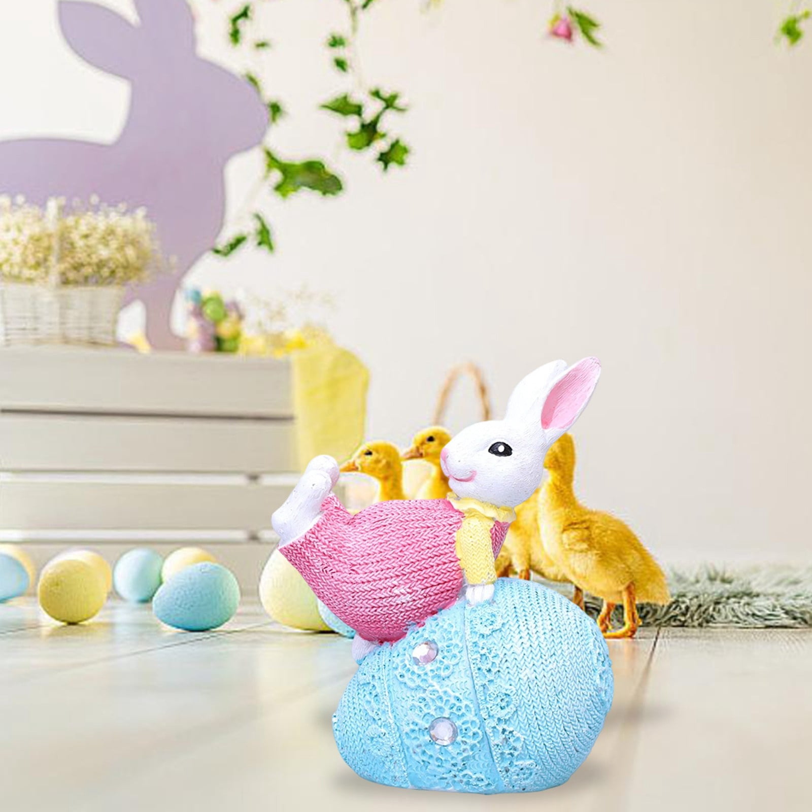 Easter Decorations Resin Easter Bunny Egg Statue Egg Handmade Easter ...