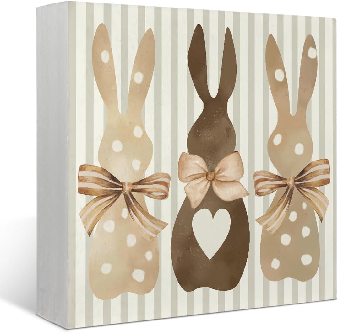 Easter Decorations Rustic Bunny Rabbit Spring Indoor Wood Blocks Sign ...