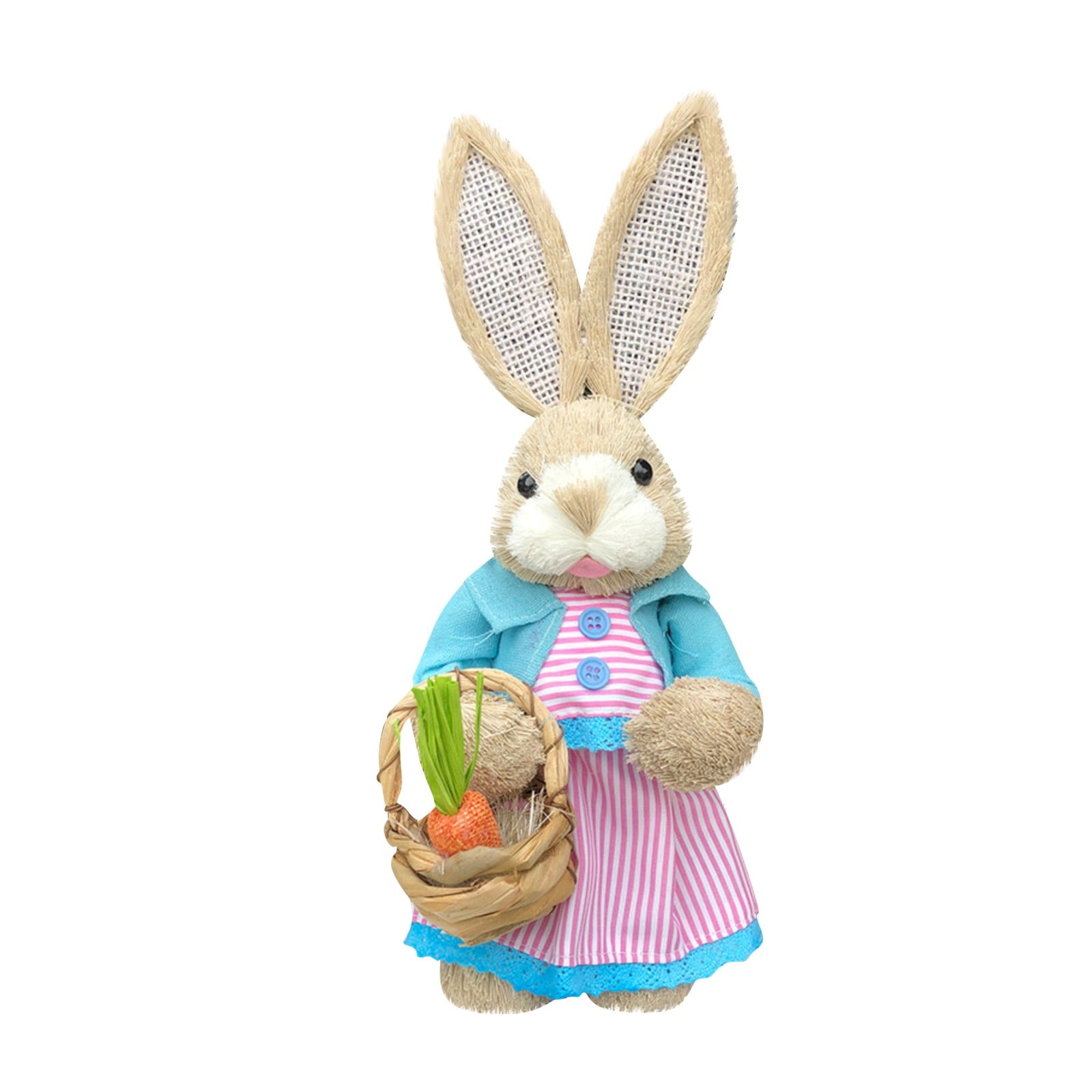 Easter Decorations Easter Straw Bunny Figurine, 14" Rabbit Statue with ...