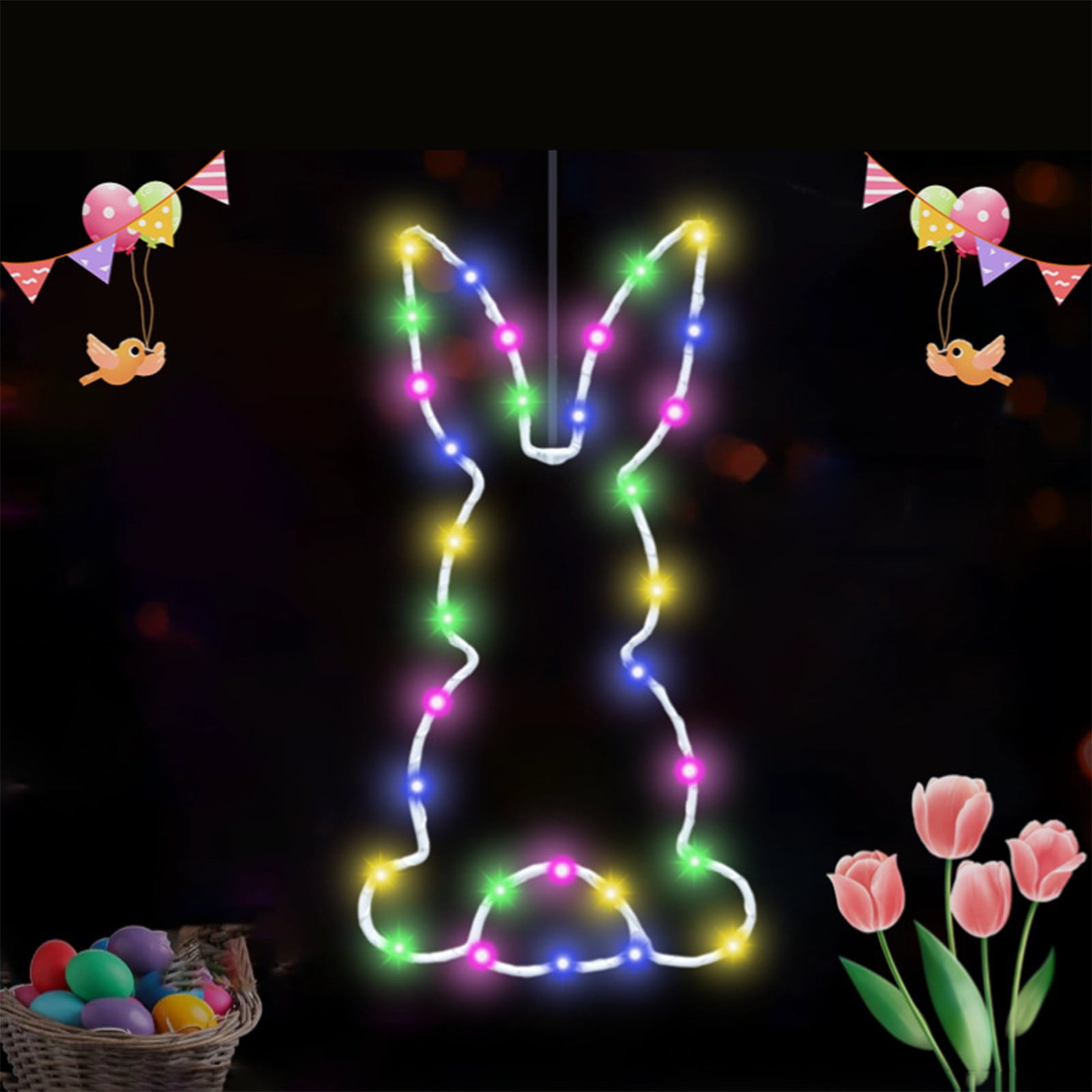 Easter Decorations - String Lights - Easter Tinted Window Lights Bunny ...