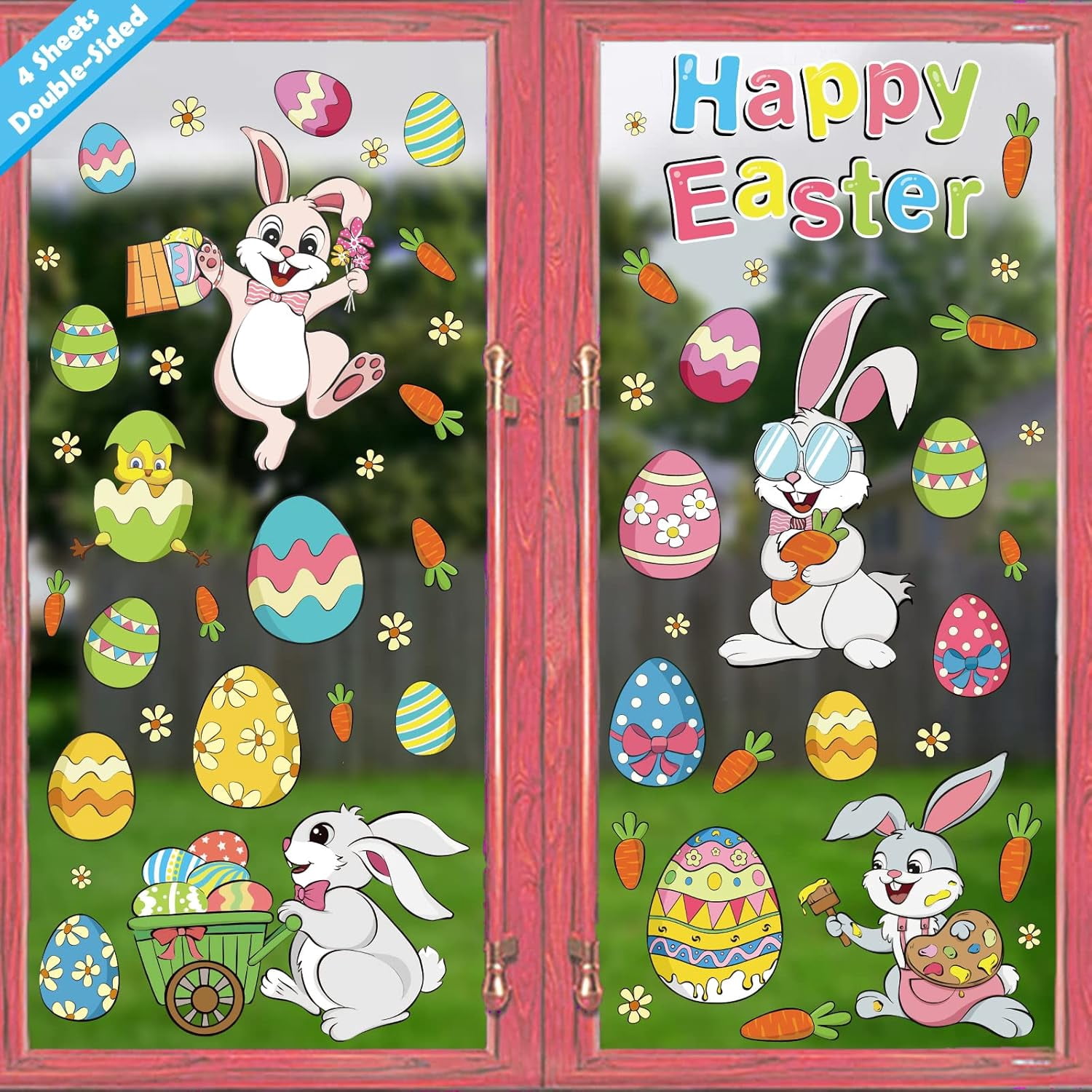 Easter Decorations Window Clings Decals Decor, Extra Large Easter Eggs ...