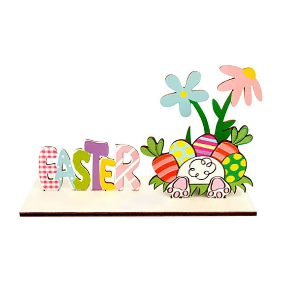 Easter Decorations Wooden 3D Rabbit Egg Display Sign, Easter Themed ...