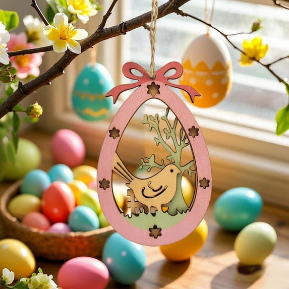 Easter Decorations Wooden Easter With R Scene Decoration Lanyard ...