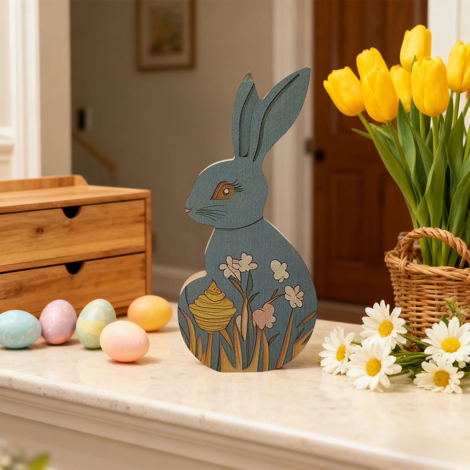 Easter Decorations, Wooden Rabbit Ornaments, Hanging Pendant Home Decor ...