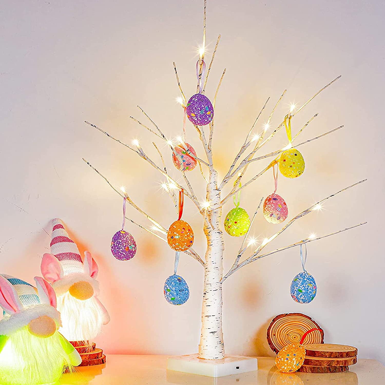 Easter Decorations kemooie 24 Inch Pre-lit White Birch Tree with 10 ...