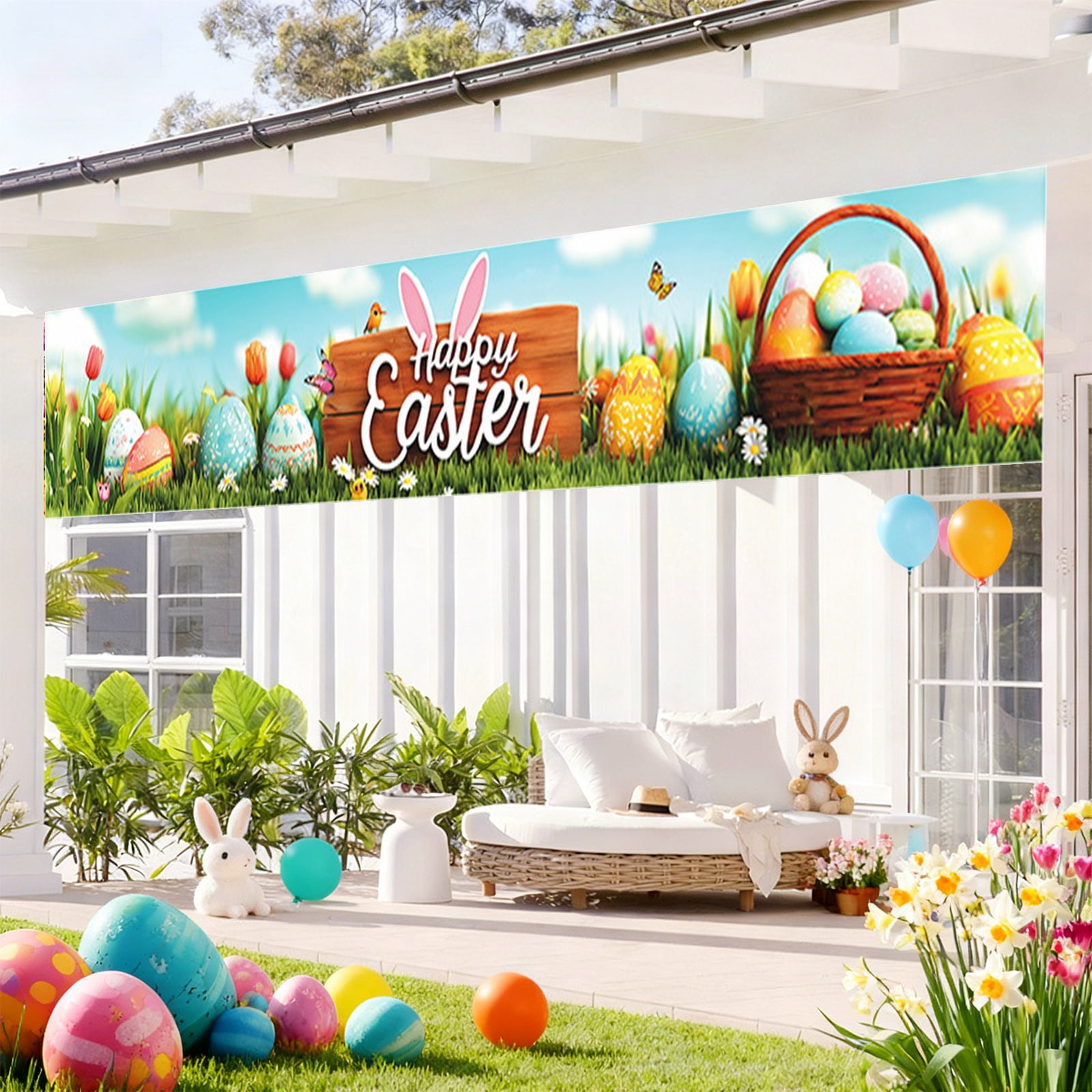 Easter Decorative Banner Heartfelt Happy Easter Celebration Party Sign ...