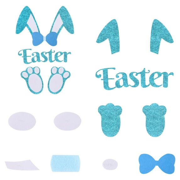 Easter Decorative Felt Door Sticker, Cartoon Bunny Chick English Window ...