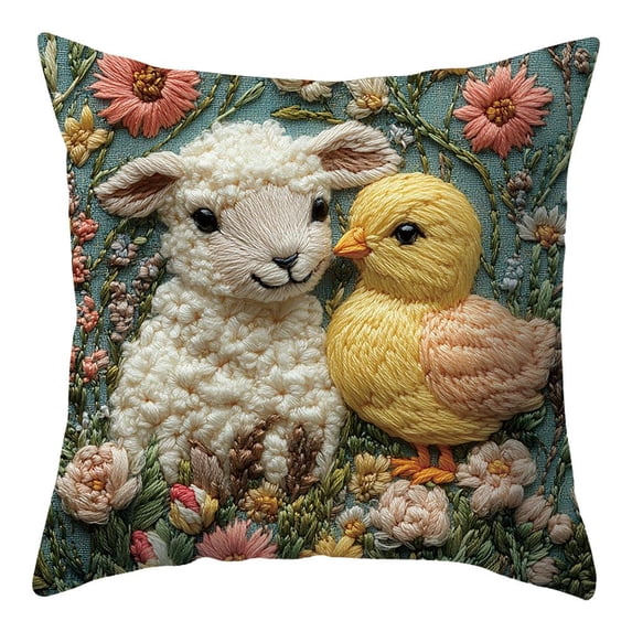 Easter Decorative Pillow Covers with Bunny, Chick, and Lamb ...