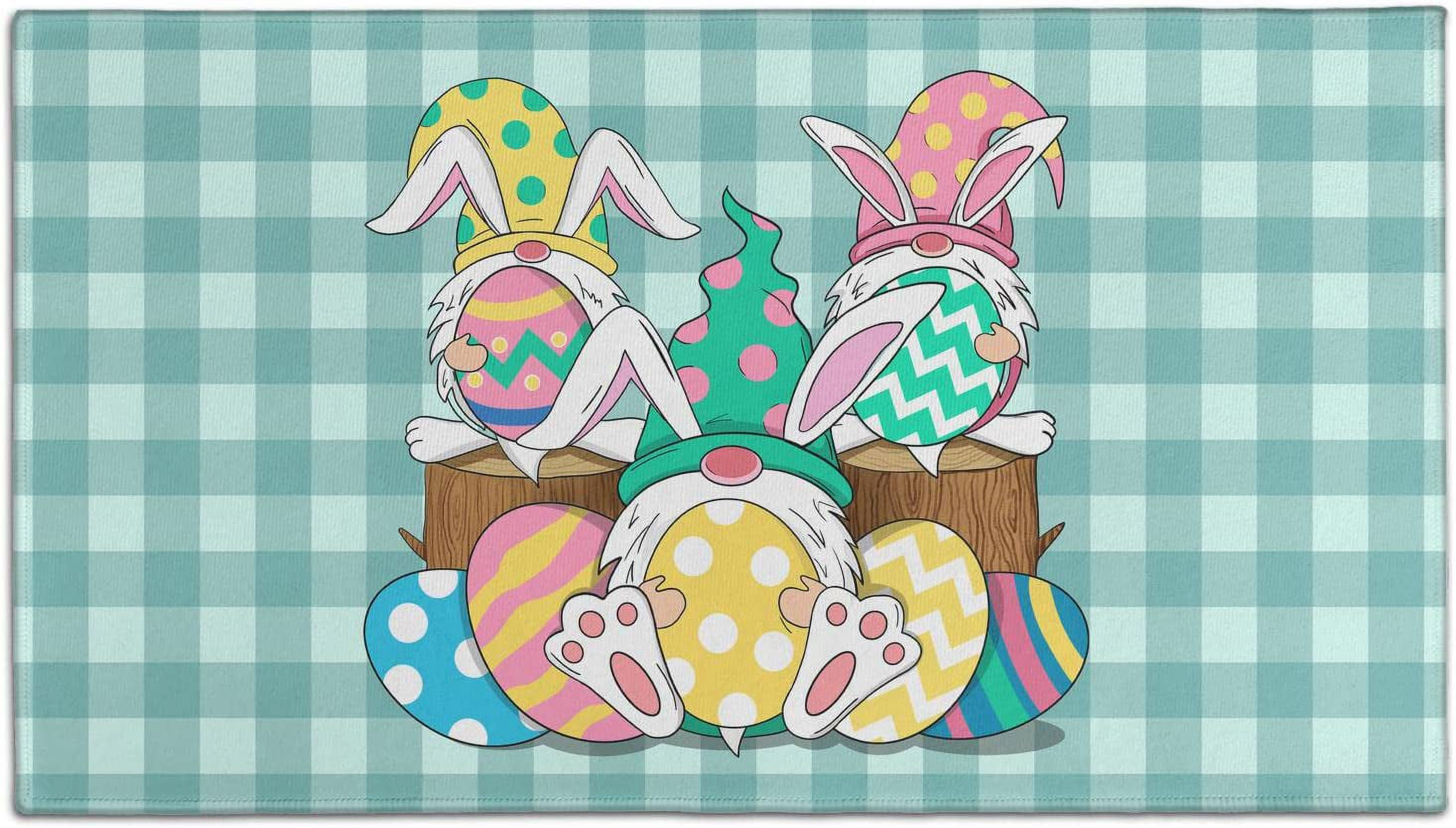 Easter Decorative Welcome Door Mat, Easter Bunny Gnome Indoor Outdoor ...