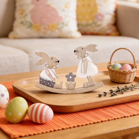 Easter Decors for the Home Party Holiday Easter Bunny Wooden Table ...