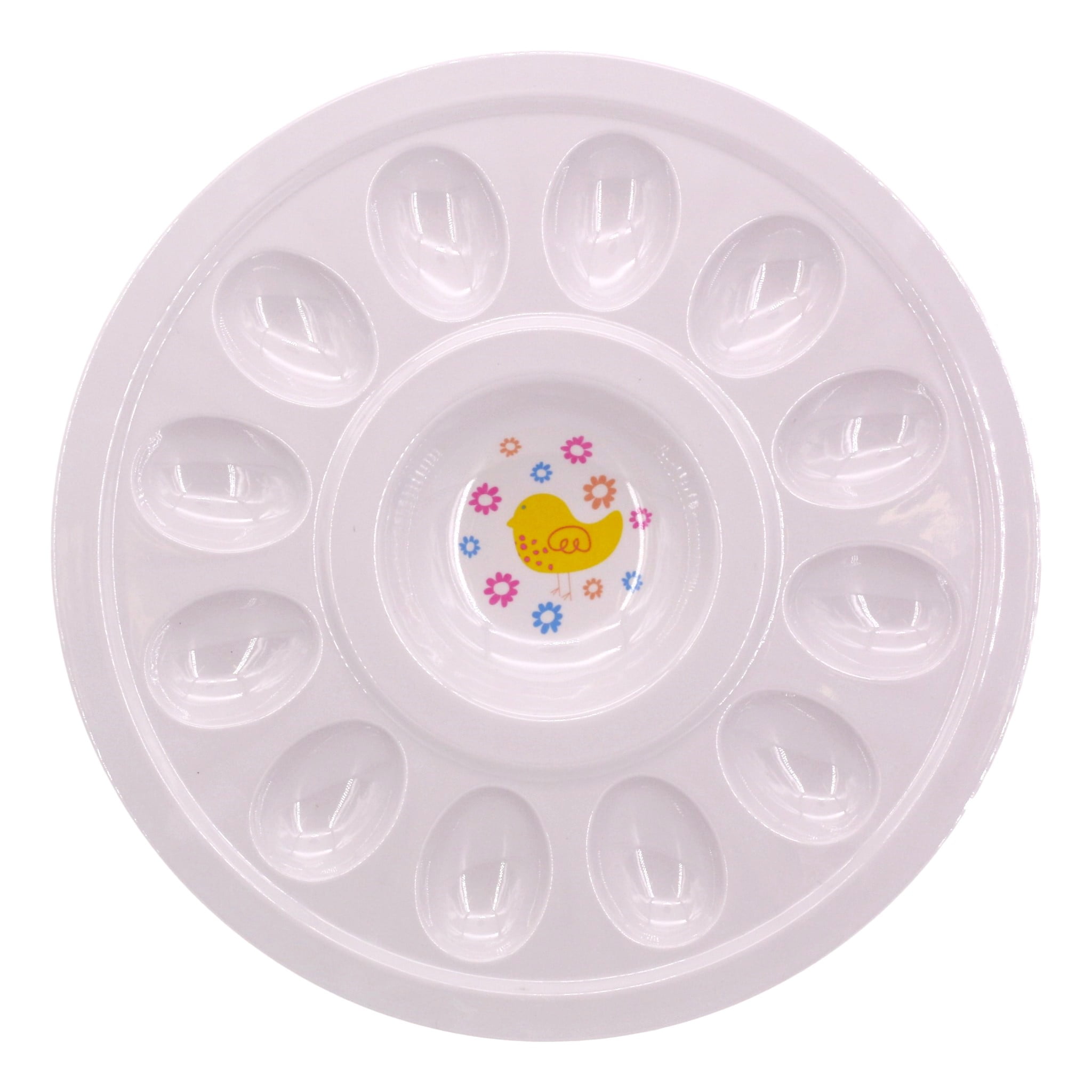 Easter Deviled Egg Serving Platter Plate 12 Egg Tray White Baby Chick ...