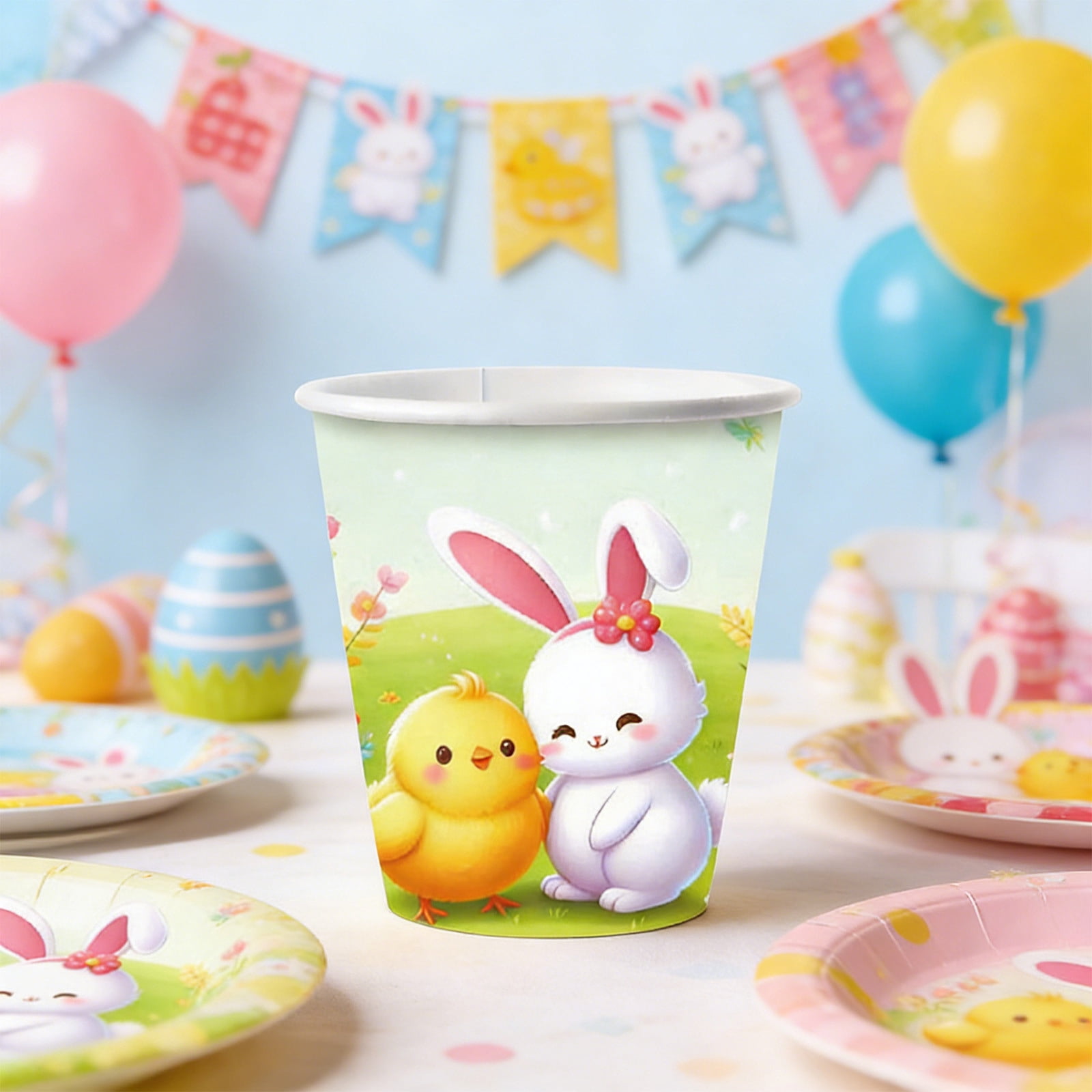 Easter Disposable Tableware Set, Bunny Themed Paper Cups for Party ...