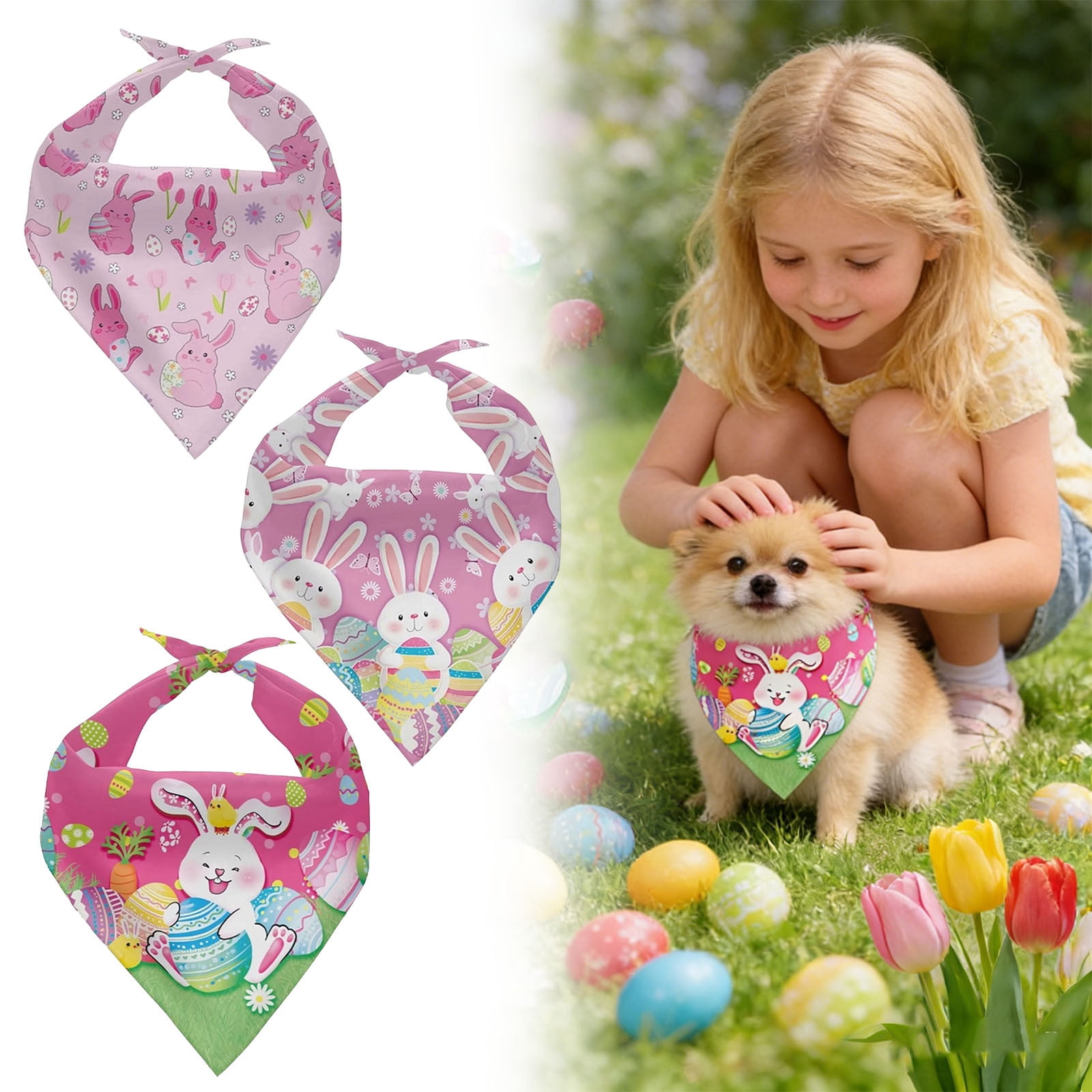 Easter Dog Bandana Adjustable Pet Scarf Holiday Handkerchief for Pets ...