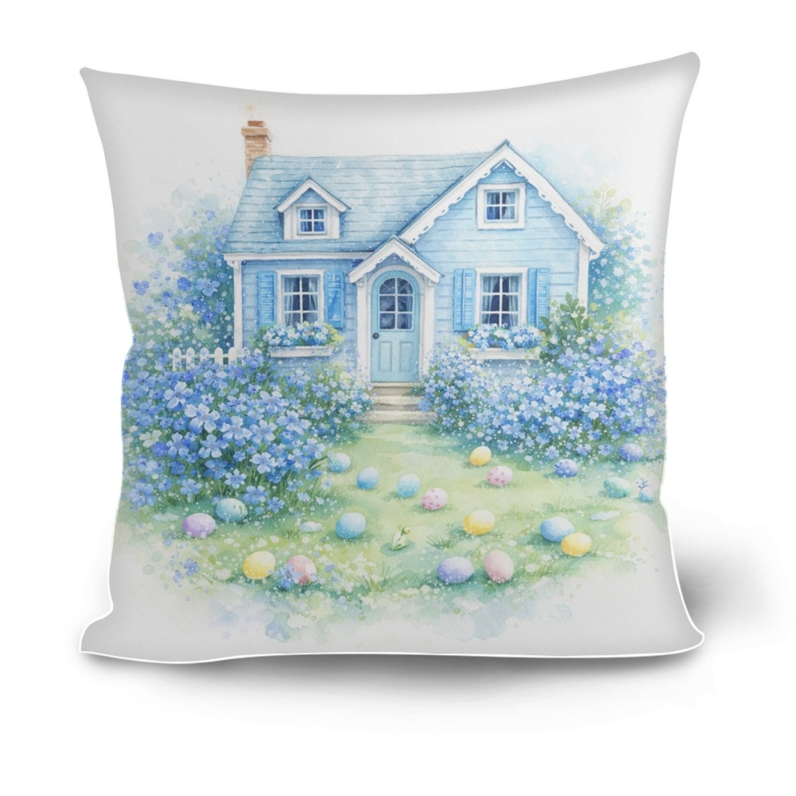 Easter Doodle Pillowcase 17.3x17.3 Inch, Polyester Decorative Pillow ...