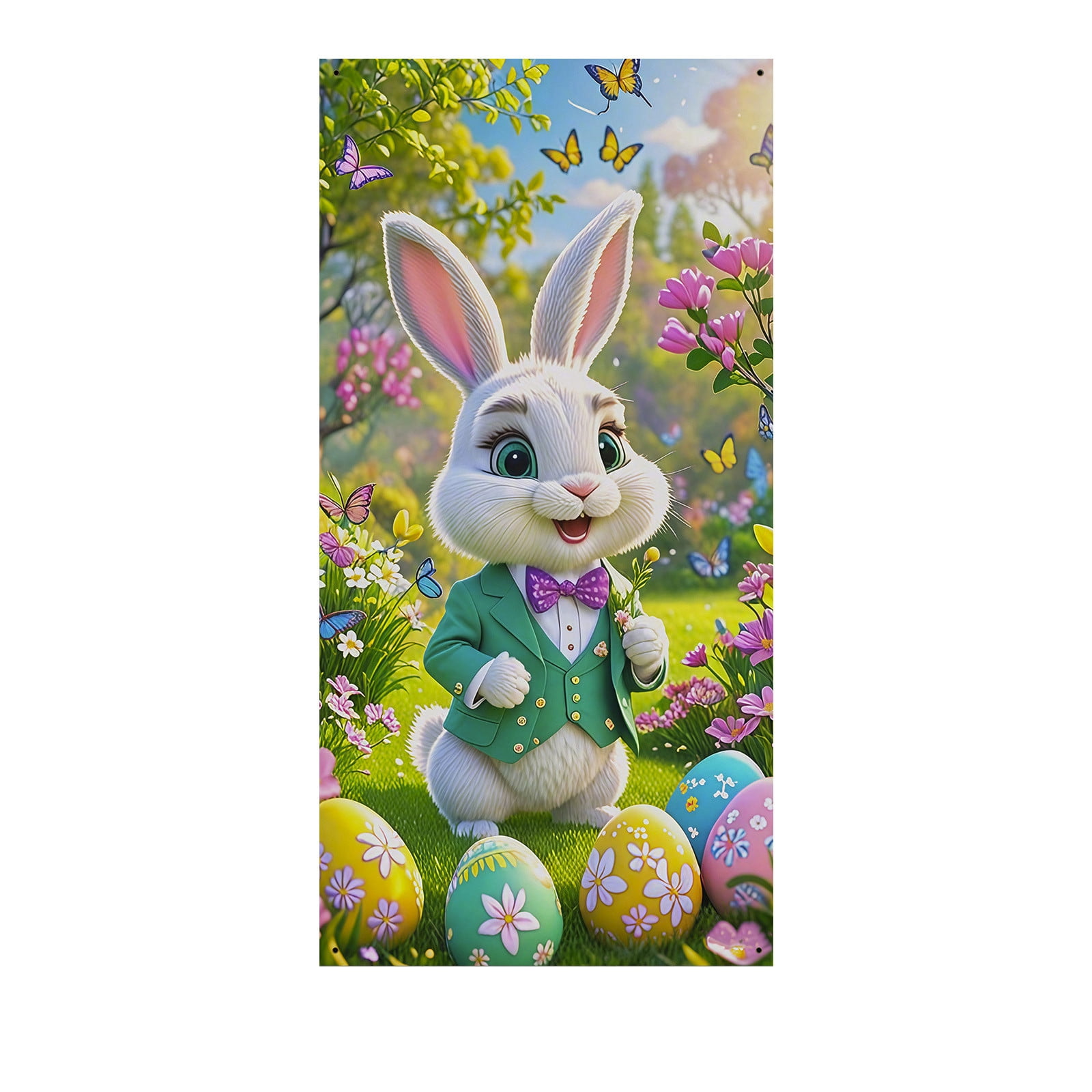 Easter Door Banner 71x35in Colorful Easter Bunny Door Cover Egg Spring ...