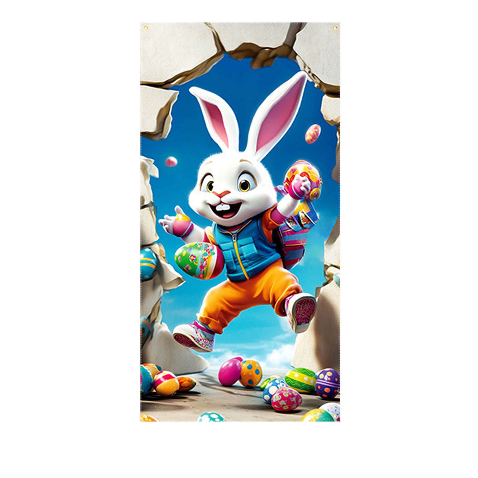 Easter Door Banner, Large Vertical Door Cover with Bunnies and Eggs ...