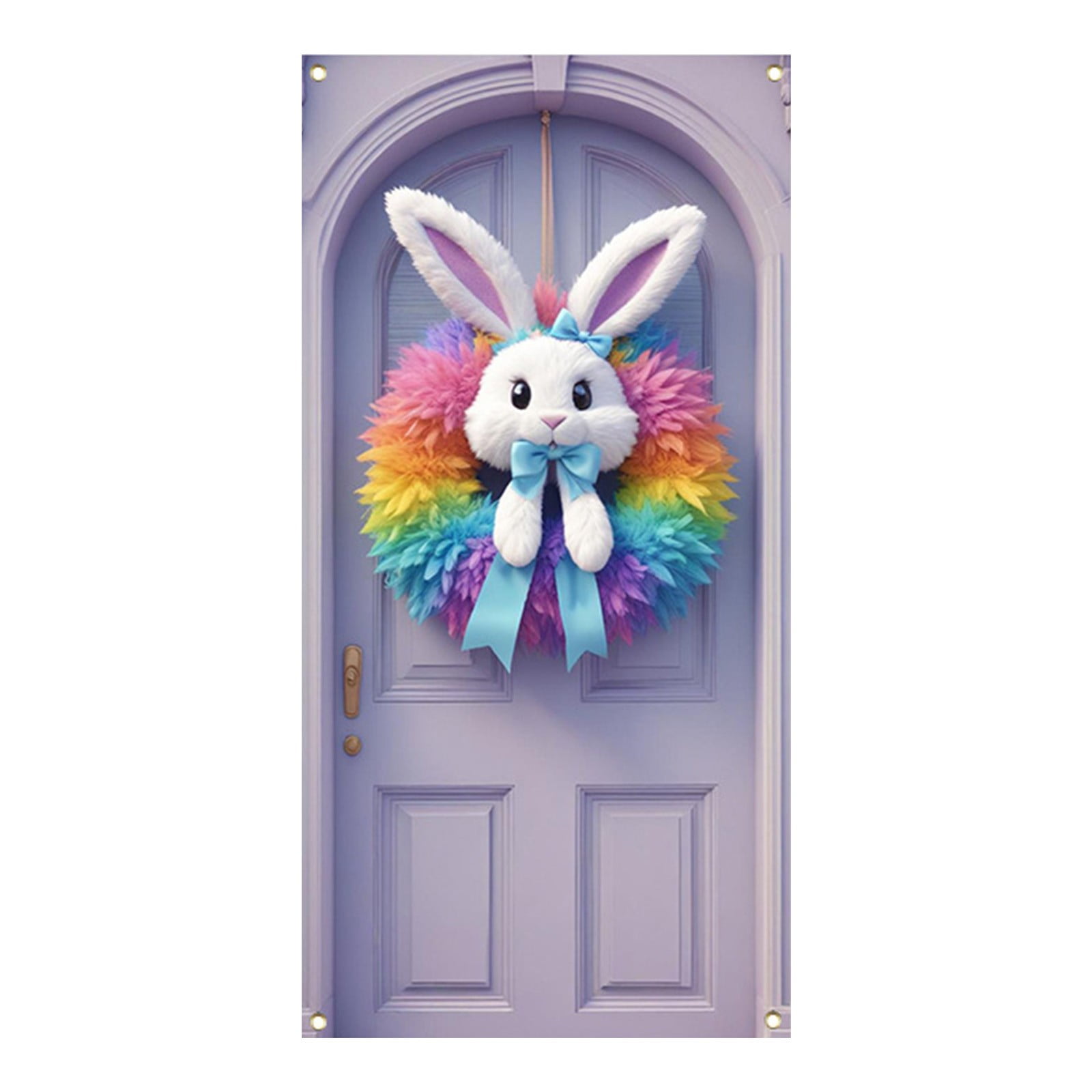 Easter Door Cover Door Banner 71x35 Inch Bunny Colorful Eggs Wreaths ...