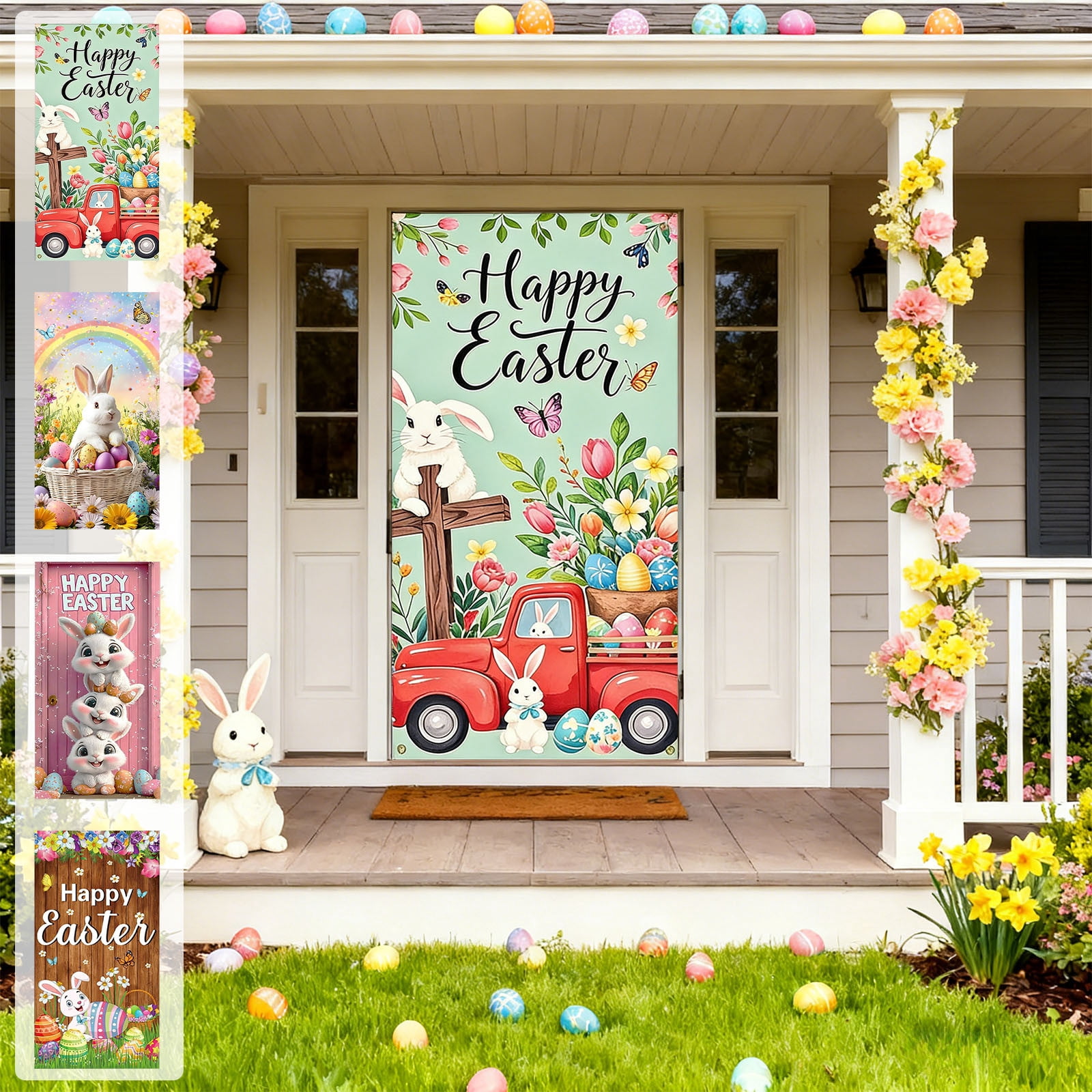 Easter Door Curtain Polyester Hanging Door Cover for Home Classroom ...