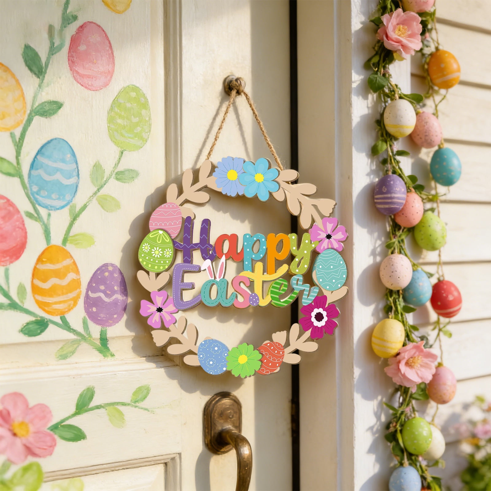 Easter Door Decoration Happy Easter Egg Wooden Hanger Easter Egg ...
