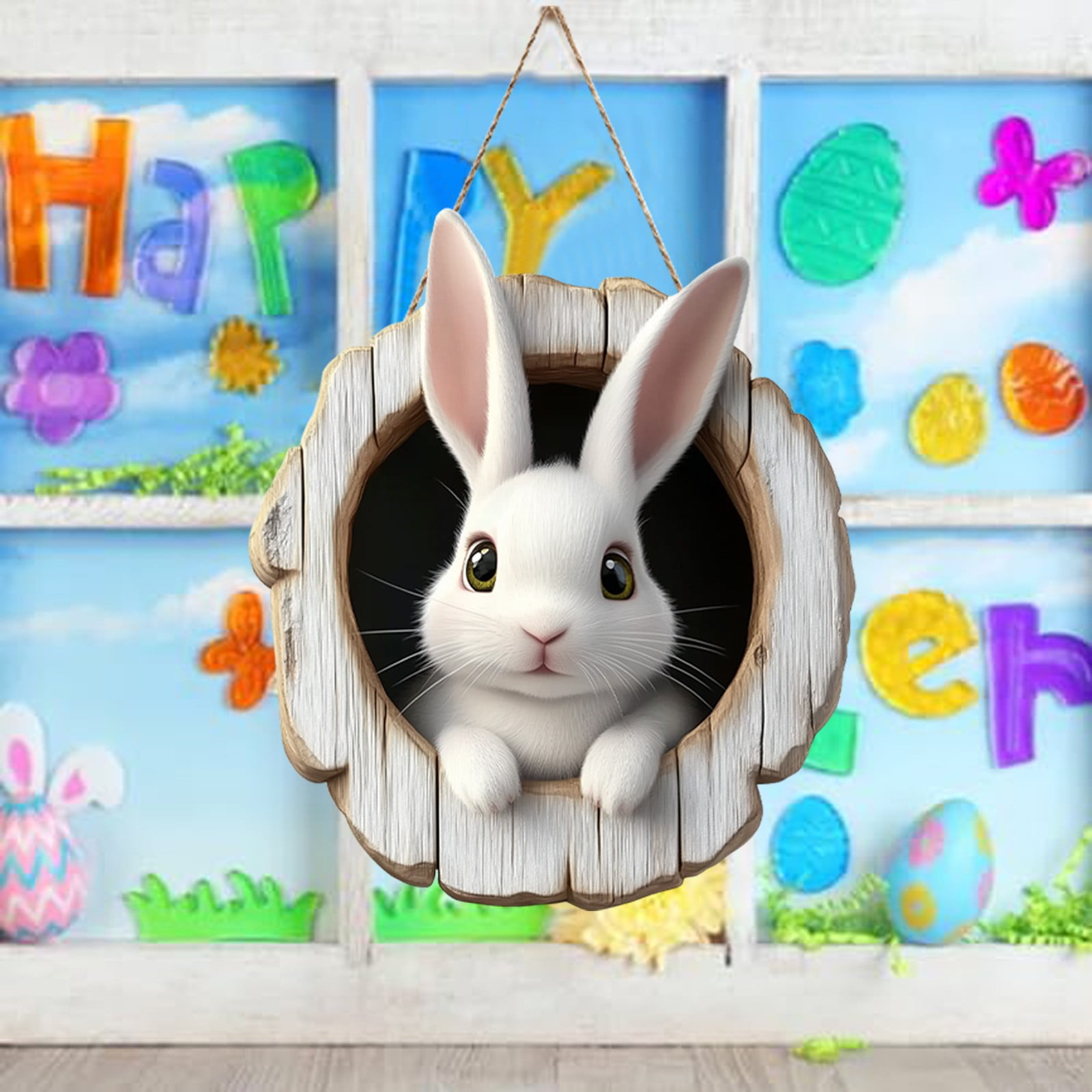 Easter Door Decorations Bunny Decor Easter Bunny Welcome Wreath Sign ...