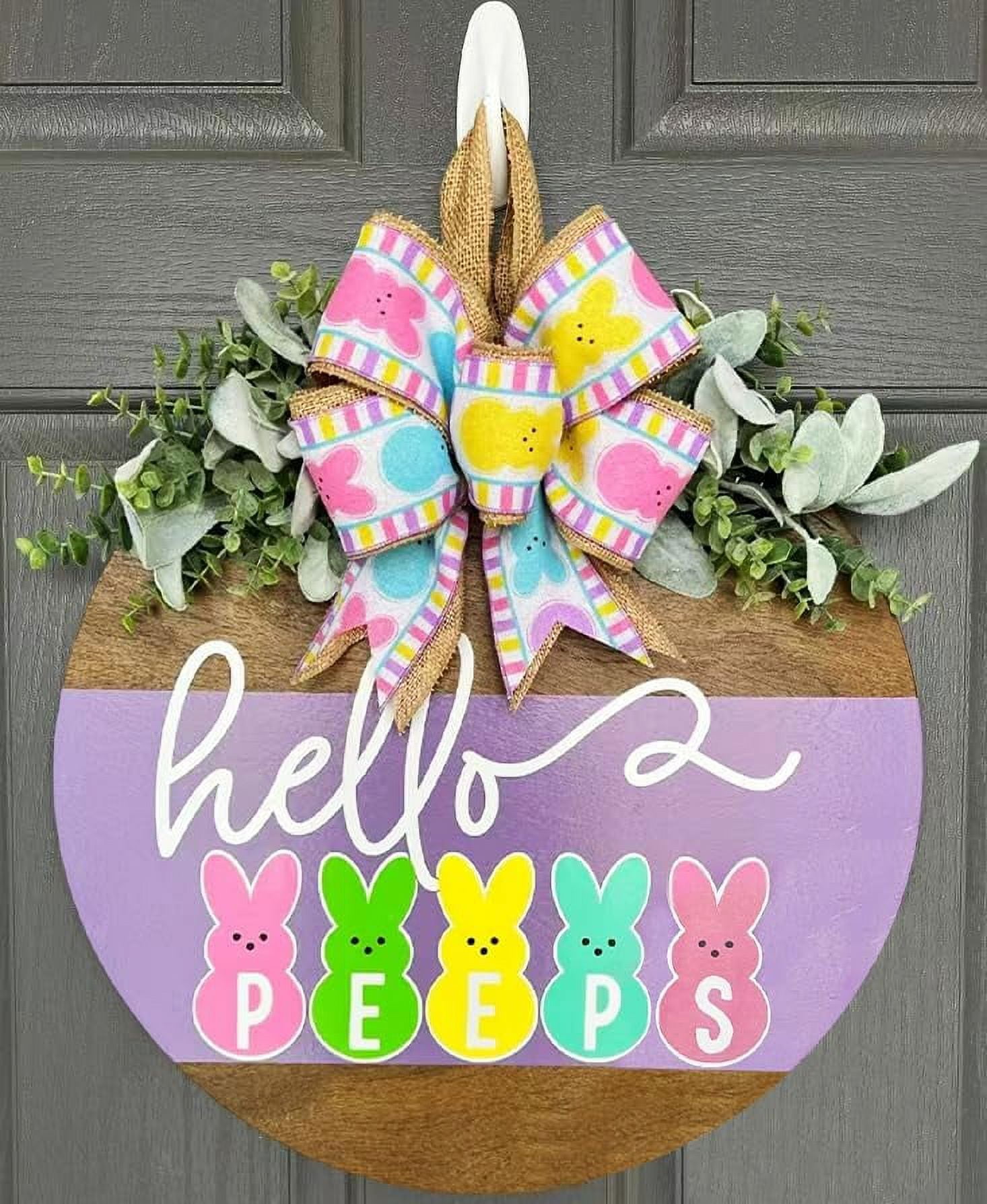 Easter Door Decorations Bunny Decor, Easter Bunny Welcome Wreath Sign ...