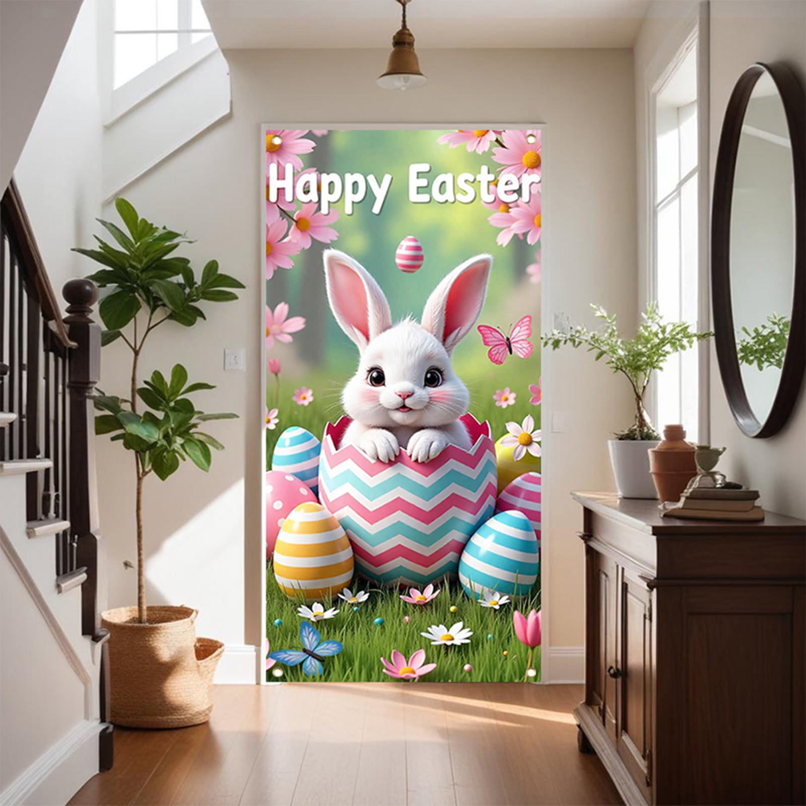 Easter Door Flag, 71x35 Inch Hanging Flag with Happy Easter Sign ...