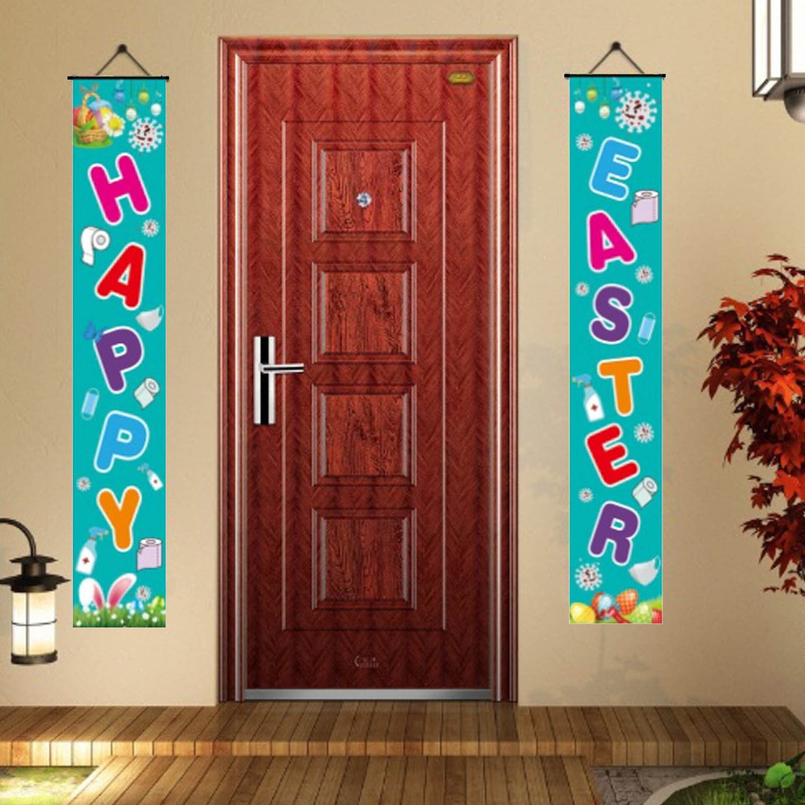 Easter Door Hanging Flag Cute Cartoon Eggs Animal Alphabet Pattern ...