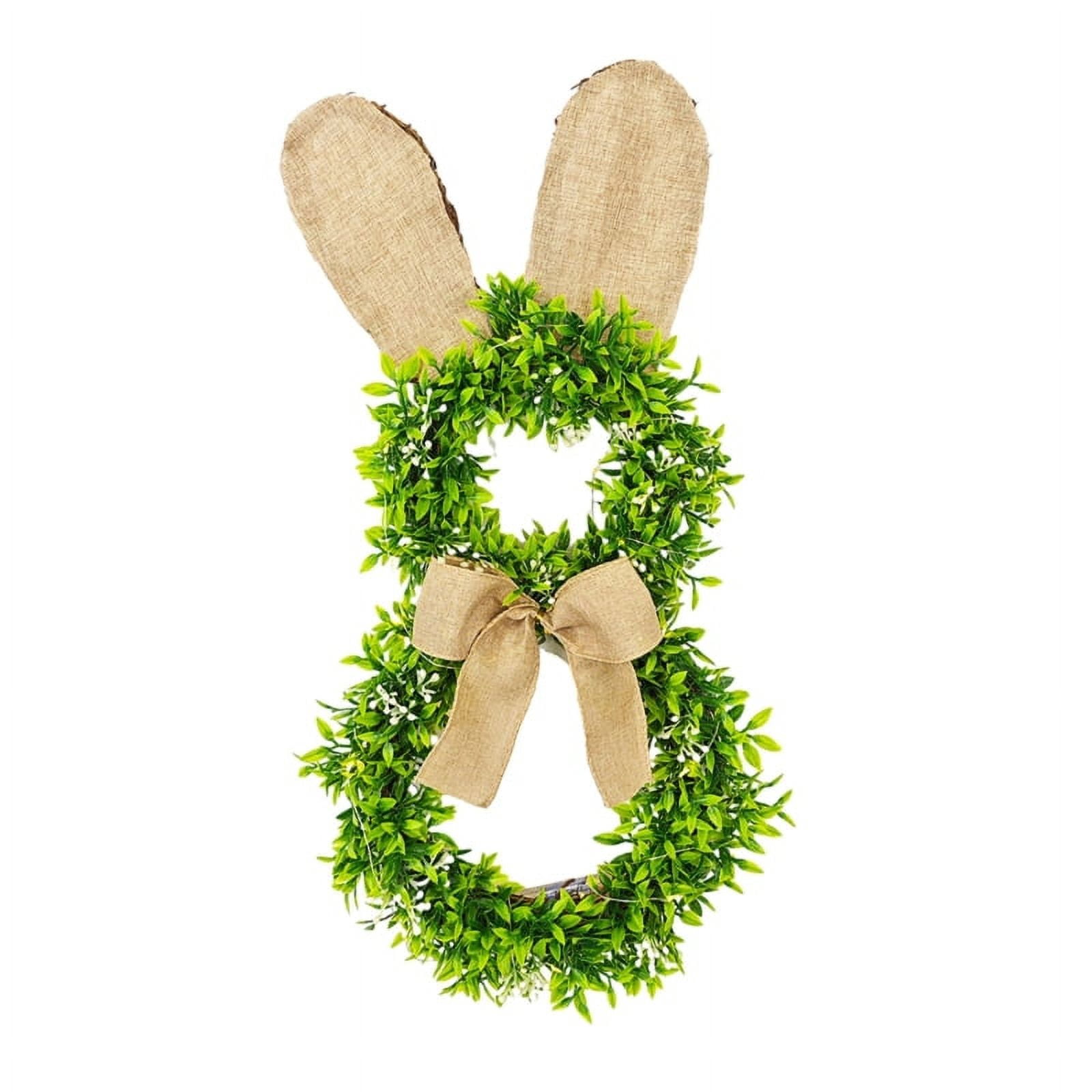 Easter Door Hangings Flower Wreath with Illuminating Rabbit Ears Rabbit ...