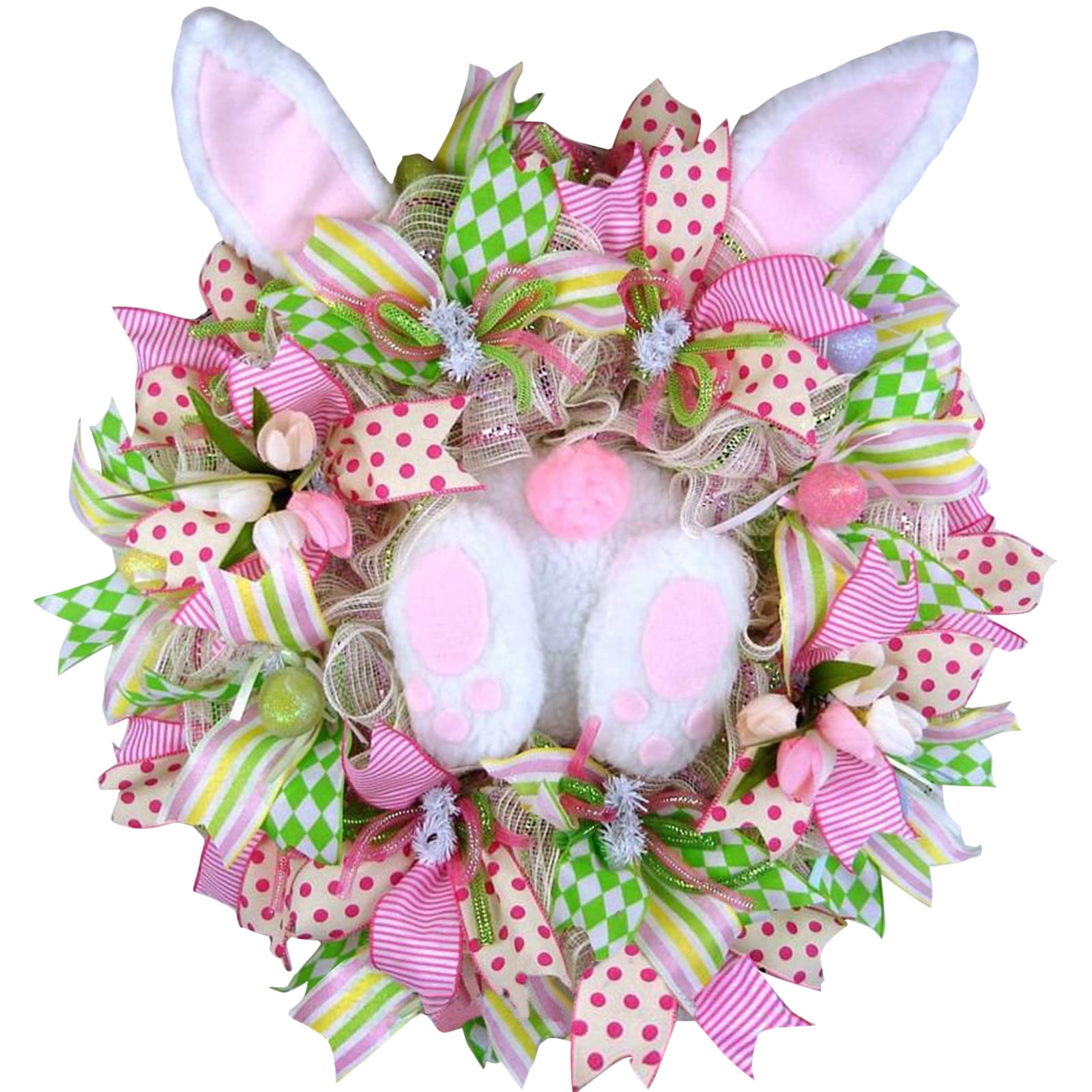 Easter Door Wreath, Bunny Wreaths with Ears Wreath for Spring Front ...