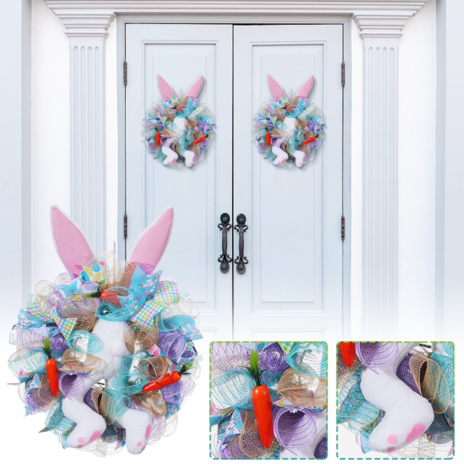 Easter Door Wreath with Bunny Butt Ears Decorations Clearance Easter ...